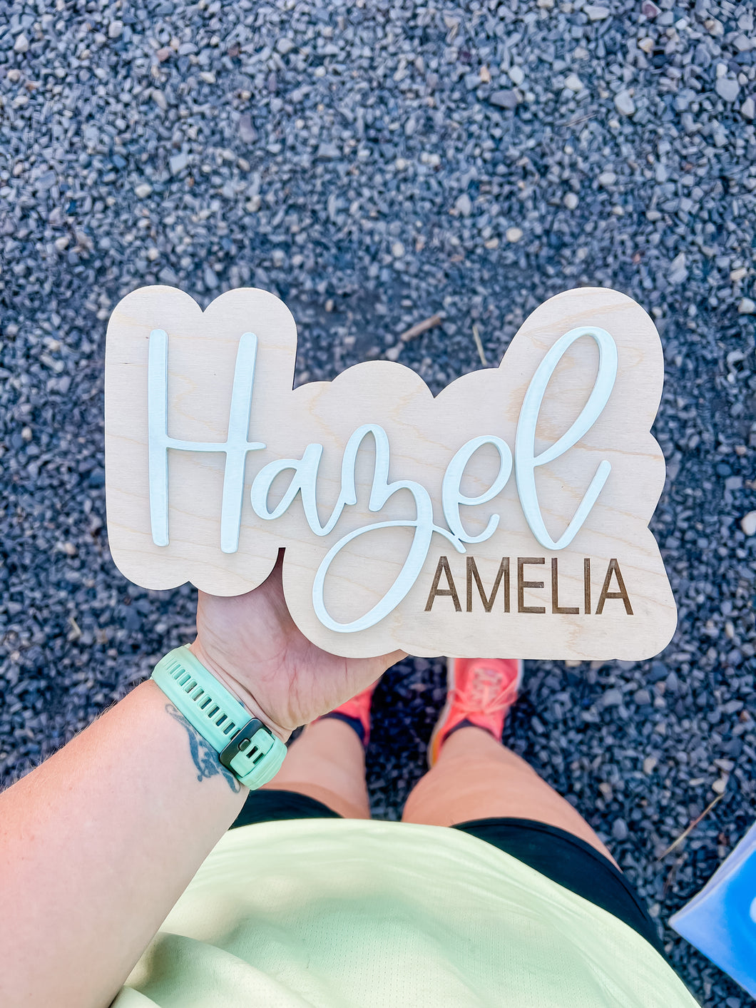 Offset Name Sign Painted – Itty Bitty Peach